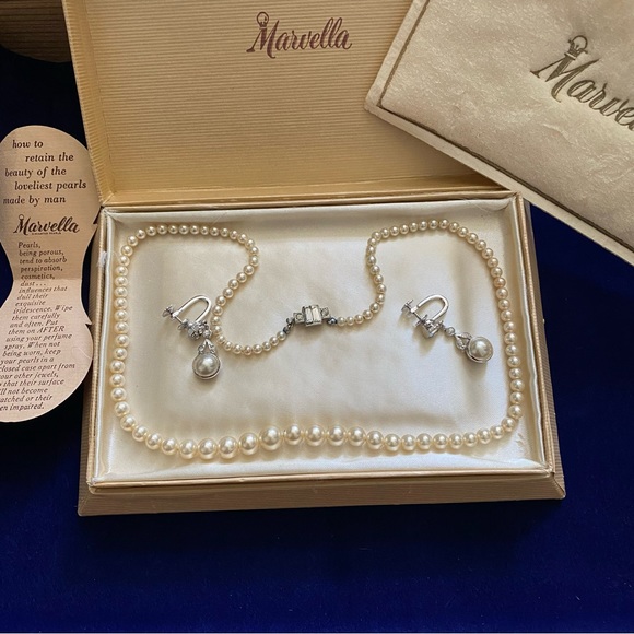 Marvella | Jewelry | Vintage Marvella Pearls With Crystals Necklace ...